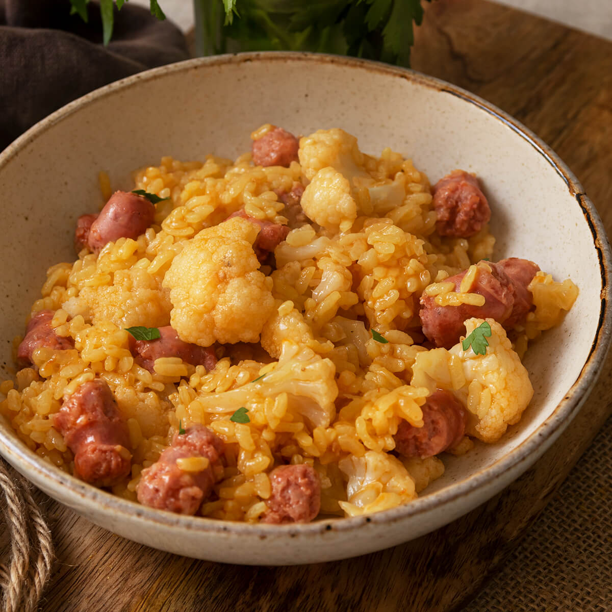 Arroz de coliflor con longanizas en Ollas GM - Recetas Cecotec Mambo ...