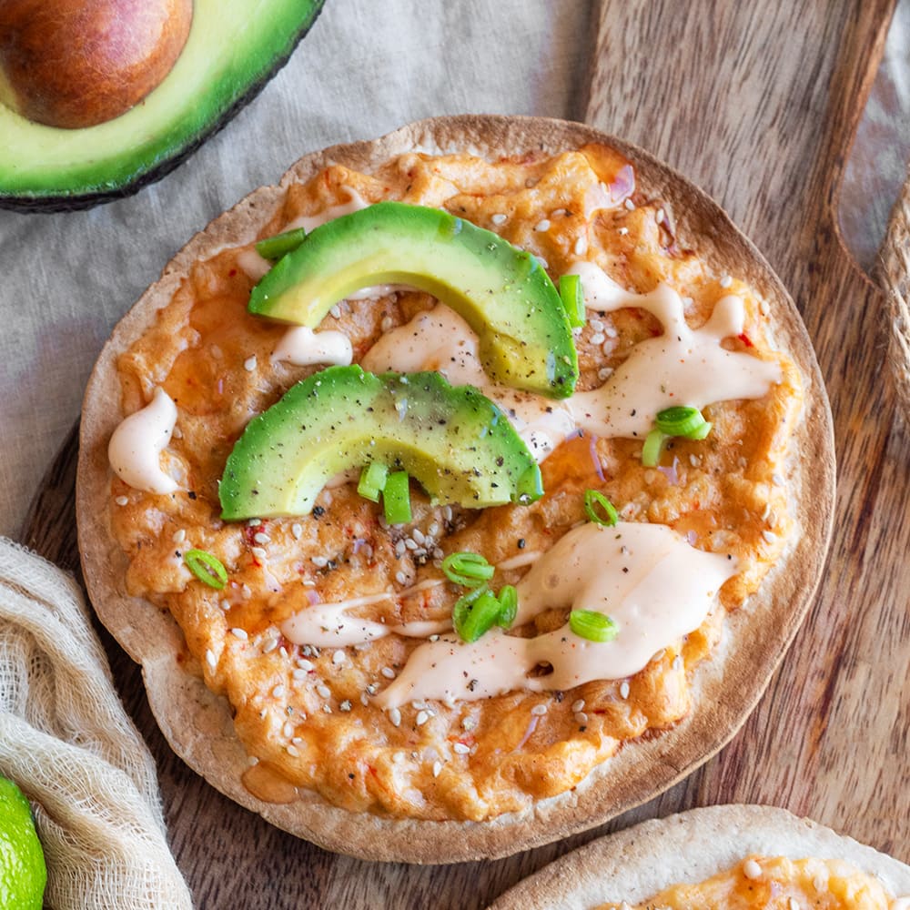 Tacos de tostadas de gamba en Cecofry - Recetas Cecotec Mambo · Cecofry